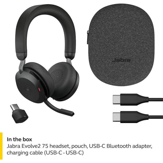 Brezžične slušalke z mikrofonom - Jabra Evolve2 75 Link380c USB-C