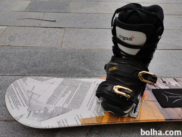 Snowboard Atomic 120 cm + vezi Atomic + čevlji Cygnus