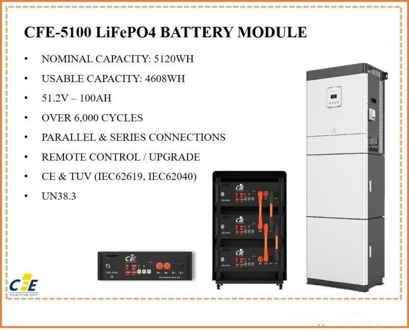 CFE-5100 Li-ion solarna baterija 5,1kWh BMS-Wi-fi