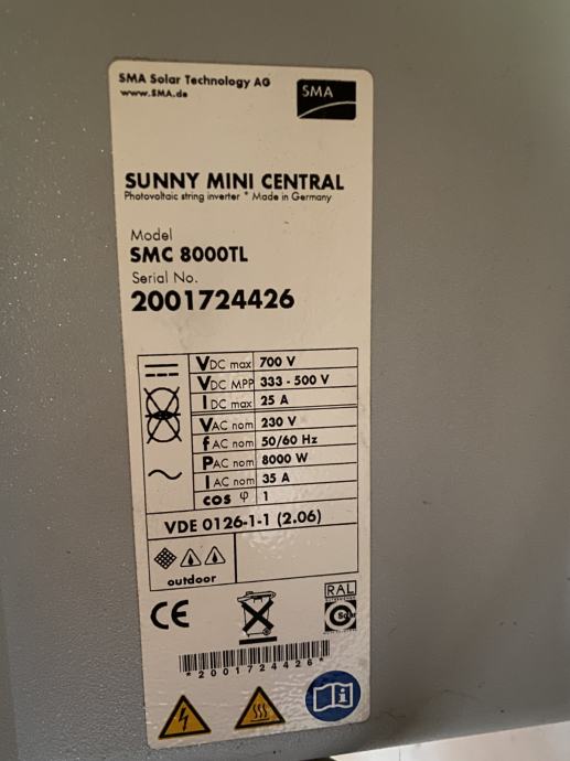 SMA SMC 8000TL 8kw solarni inverter enofazni