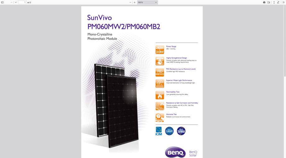 Solarni panel 290W Monokristal