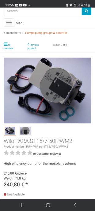 Pumpa wilo para st15/7 50IPWM2