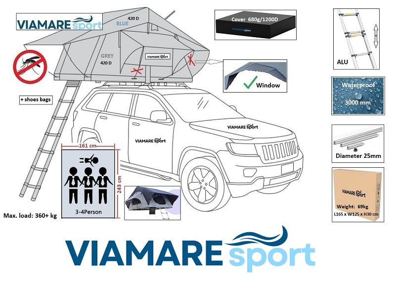 STREŠNI šotor VIAMAREsport V64 za avtomobil vozilo, do 4 osebe, AKCIJA