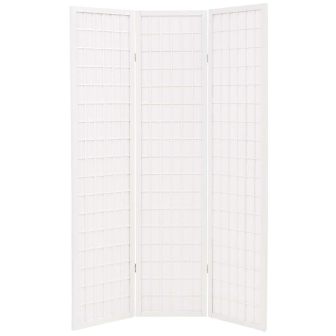vidaXL Zložljiv 3-delni paravan japonski stil 120x170 cm bele barve