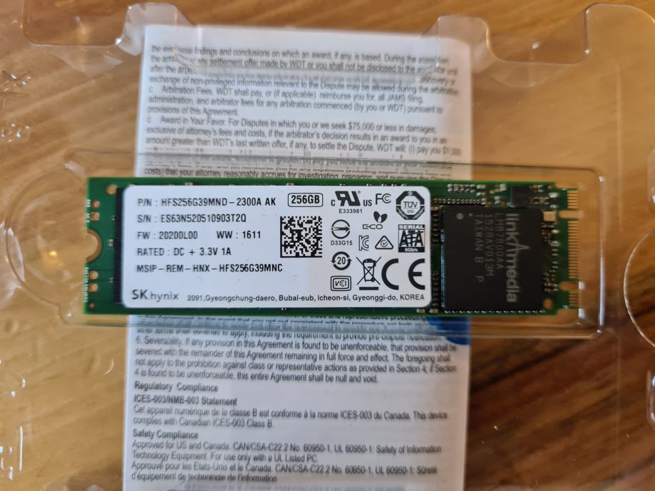 Disk 256 GB SK Hynix HFS256G39MND-2300A SATA WITH 2