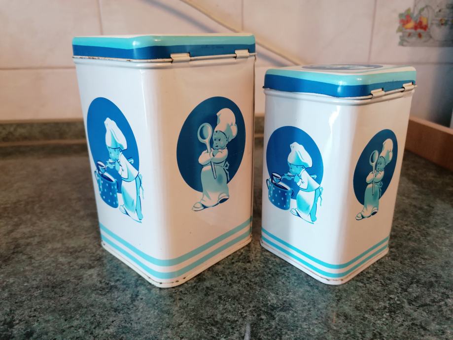 Retro vintage stara embalaža kovinska škatla kuharček
