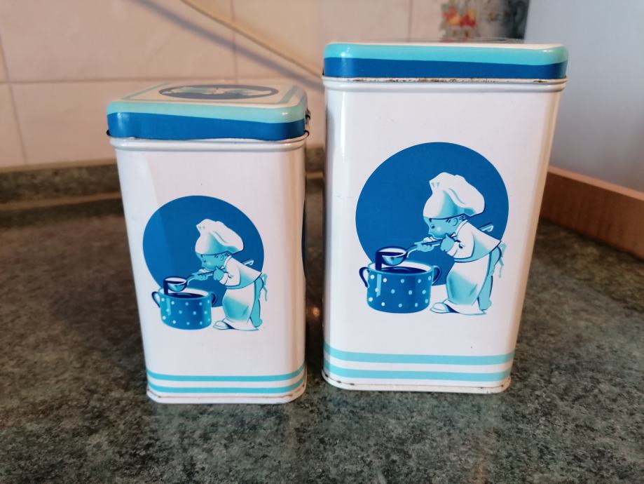Retro vintage stara embalaža kovinska škatla kuharček