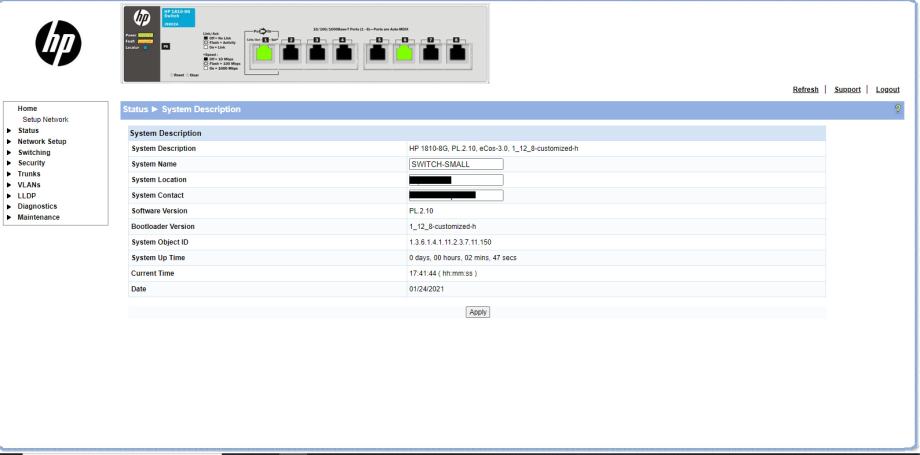 HP ProCurve 1810-8G (J9802A), Switch, mrežno stikalo
