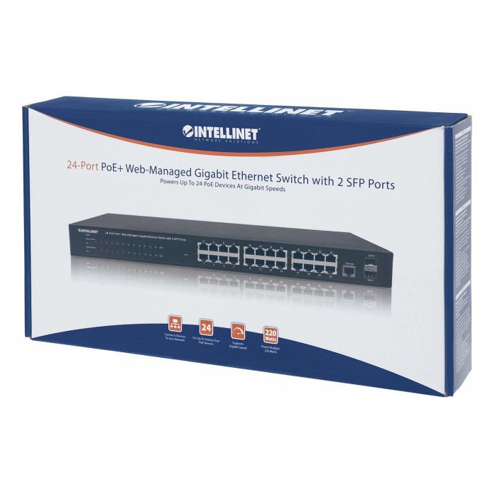 INTELLINET 24-portno PoE gigabitno stikalo z spletnim upravljanjem, 2