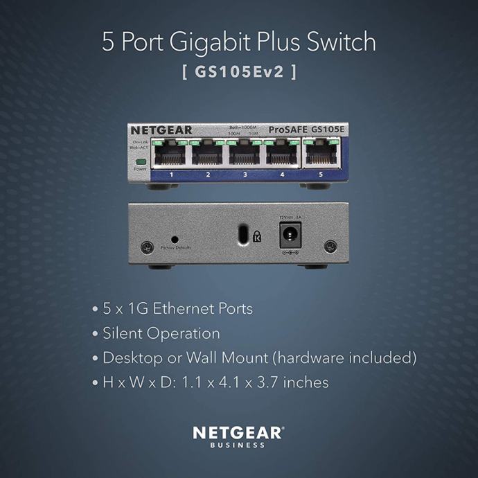 Pametno mrežno stikalo NETGEAR Prosafe GS105Ev2 5-vrat Gigabit Switch