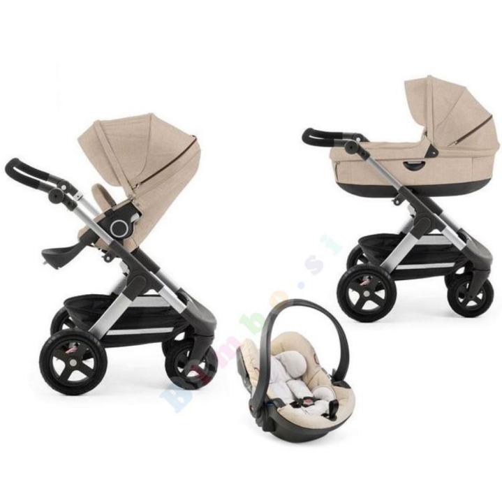Voziček Trio Stokke Trailz Beige Melange+summer kit+torba+zimska vreča