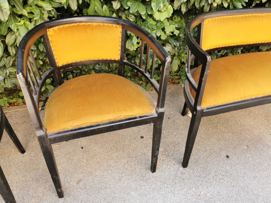 1x stol in klop secesija art deco komplet fotelj stol klop trosed