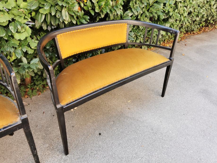 1x stol in klop secesija art deco komplet fotelj stol klop trosed