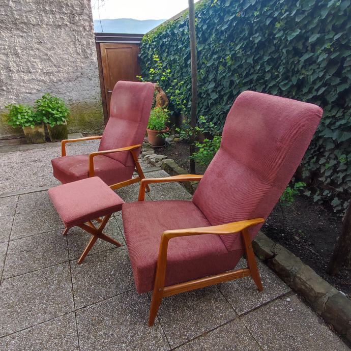 Vintage arm-chair and footstool by Alf Svensson