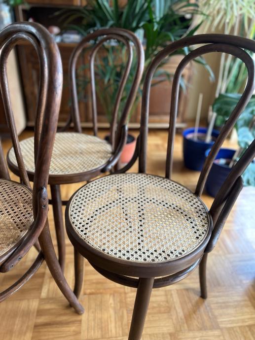 4x Thonet stol, vintage retro chair stol ratan, komplet 390