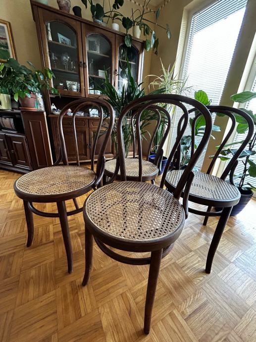 4x Thonet stol, vintage retro chair stol ratan, komplet 390