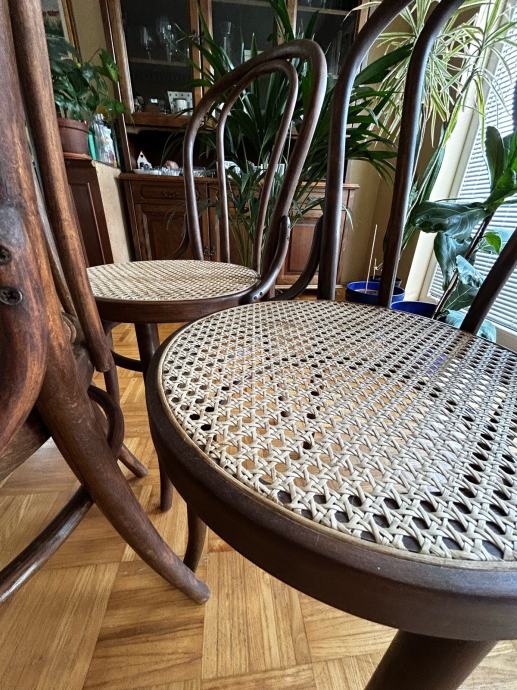 4x Thonet stol, vintage retro chair stol ratan, komplet 390