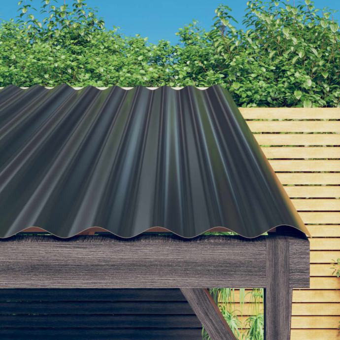 vidaXL Strešne plošče 12 kos prašno premazano jeklo antracit 100x36 cm