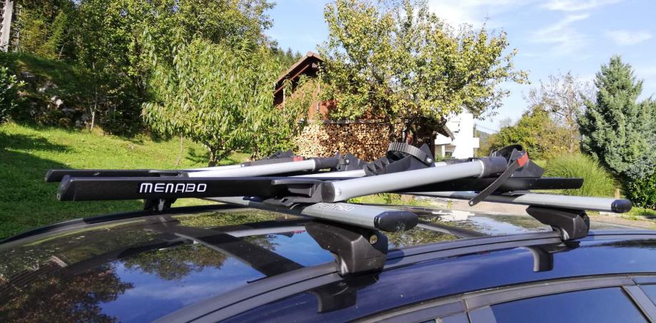 ALU strešni prtljažnik Menabo Lince XL 135 cm in 2 x Nosilec za kolesa