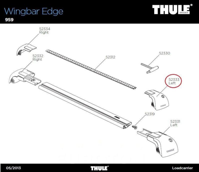 THULE REZERVNI DEL WING BAR EDGE 9591 - 9595 THULE SP 52333 POK...