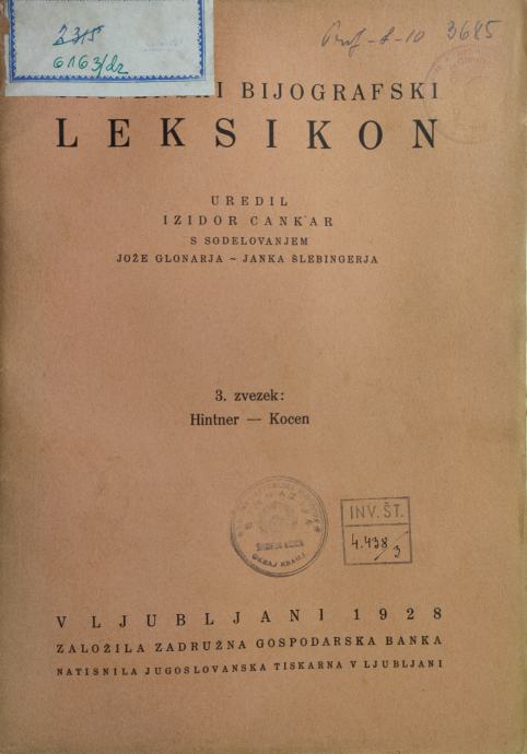 Slovenski biografski leksikon, zv. 1-6, 1925-1935