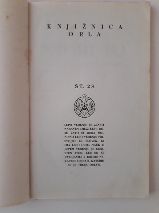 STORI TO, NAVODILO ZA LEPO VEDENJE, KNJIŽNICA ORLA,1929