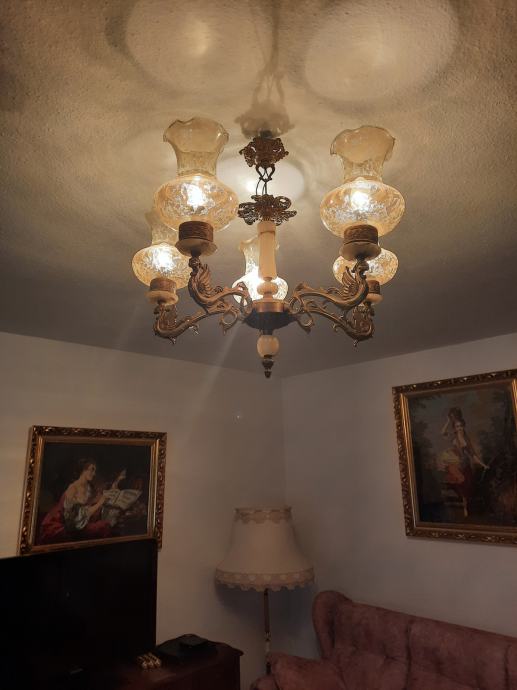 Stropna luč, lestenec, starinski,.medenina