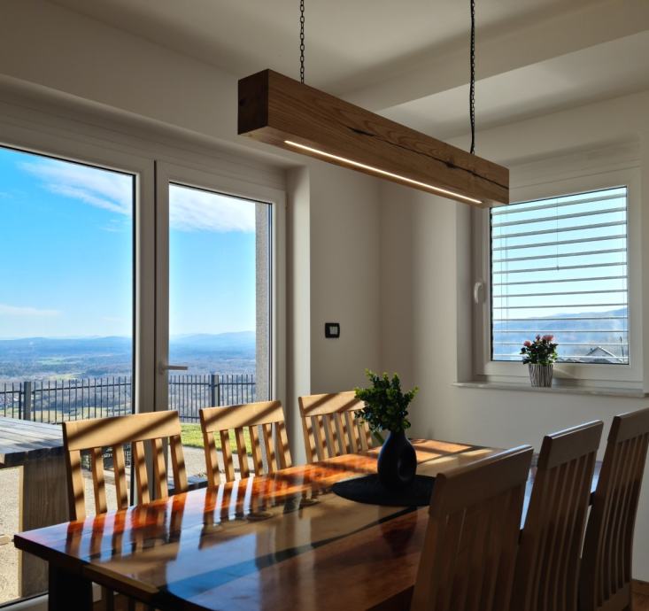 Viseča lesena LED svetilka, Svetilka nad jedilno mizo, lesena svetilka