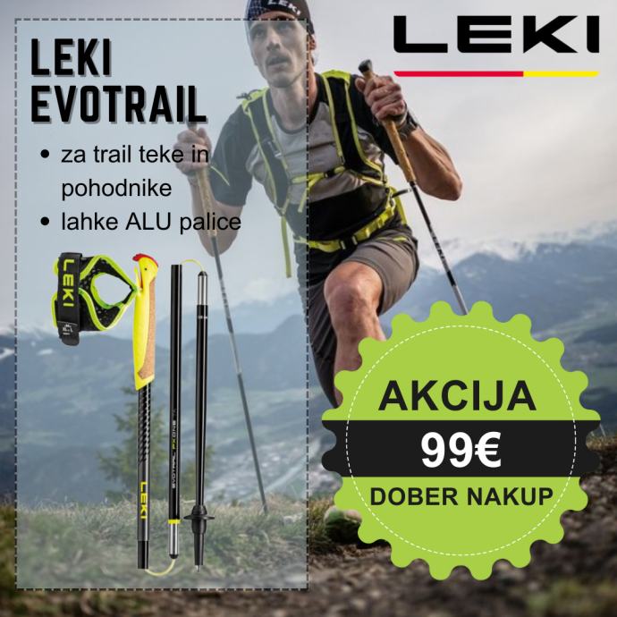 LEKI EVOTRAIL FX.ONE TA ČRNE ZLOŽLJIVE ALU TEKAŠKE PALICE ODPRODAJA