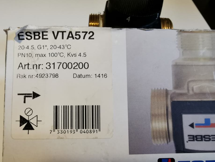 Termostatski mešalni ventil ESBE VTA572 20-43°C 1