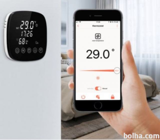 WIFI sobni termostat na dotik (Amazon, Google)