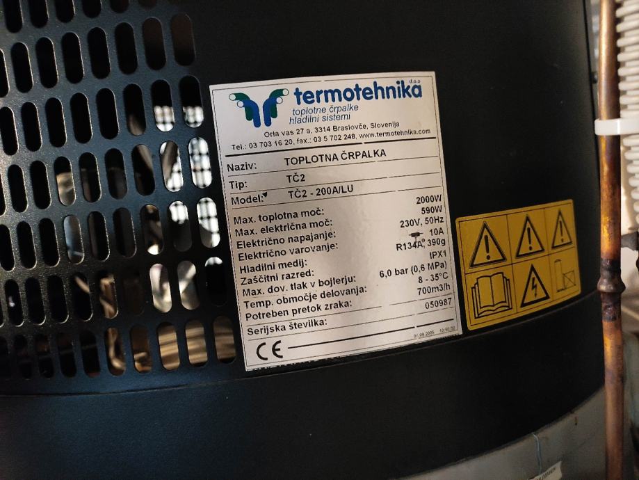 toplotna črpalka Termotehnika TČ2 200 za sanitarno vodo