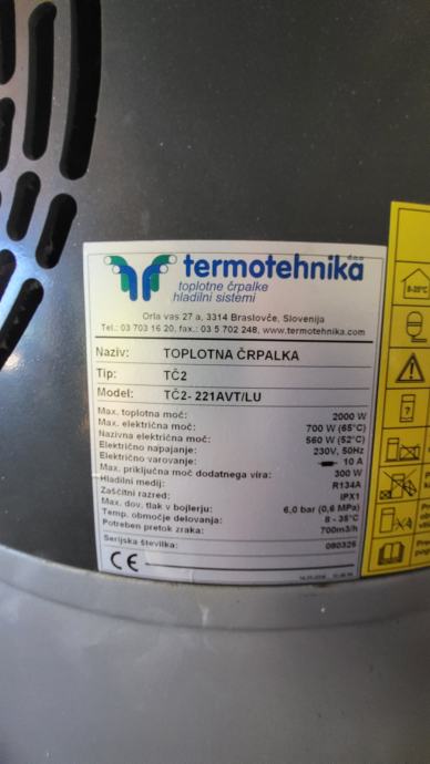 Toplotna črpalka Termotehnika TČ2 - 221AVT/LU