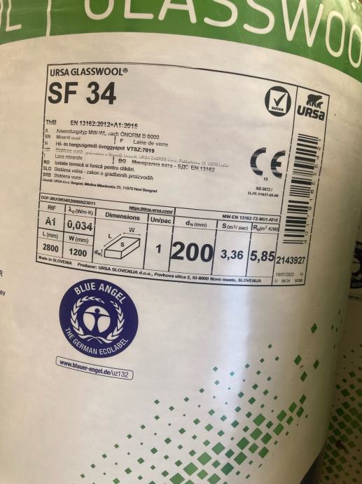 STEKLENA VOLNA URSA SF 34 200, 5 kosov