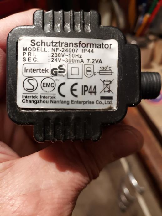 Adapter transformator 24V-300MA-7,2VA