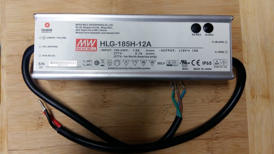 Napajalnik Mean Well HLG-185H-12A za Led trakove 12VDC, 150W