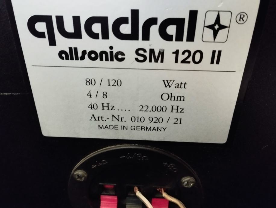 QUADRAL ALLSONIC SM 120 II, trosistemski zvočniki, 80/120W