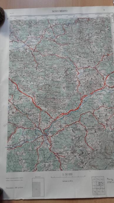 Karta JNA list 48 Novo mesto 2:Mokronog,Bučka,Mokro Polje,Šentrupert