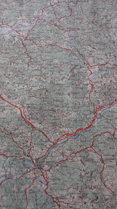 Karta JNA list 48 Novo mesto 2:Mokronog,Bučka,Mokro Polje,Šentrupert