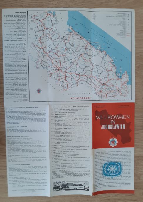 Prospekt Avto karta Jugoslavije 1966 AMSJ