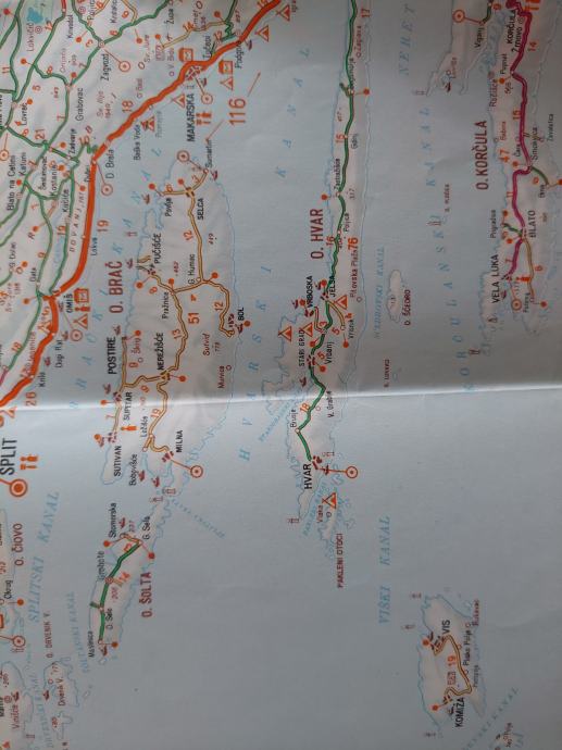 STAR ZEMLJEVID SLOVENIJE,HRVAŠKE IN NJENIH OTOKOV