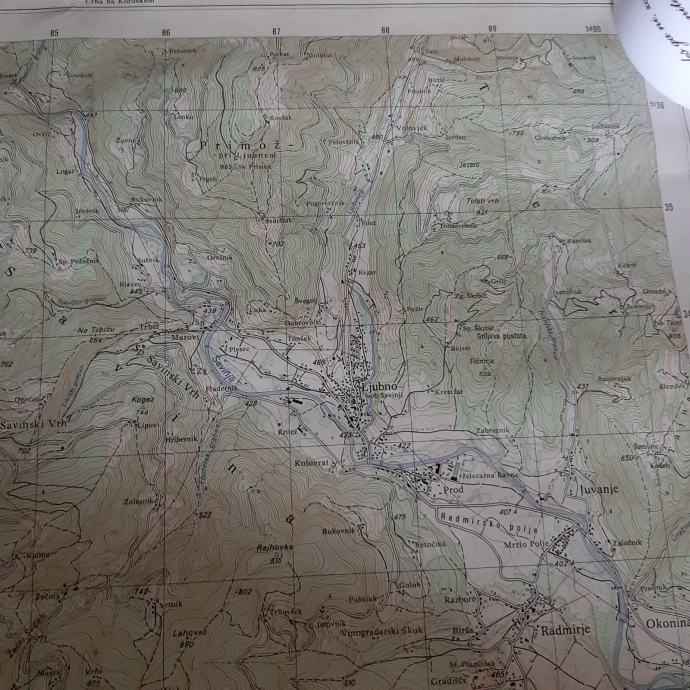 Zemljevid - Topografska karta 1:25000 Gornji Grad leto 1985
