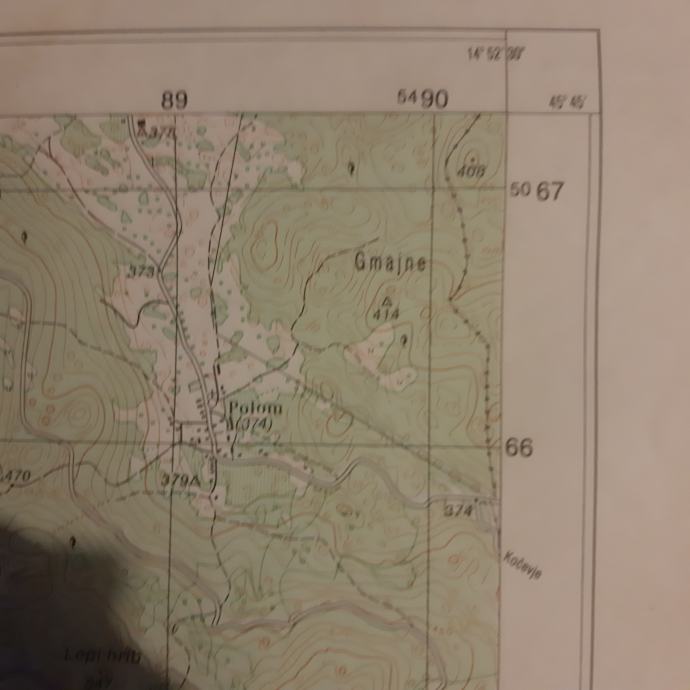 Zemljevid - Topografska karta 1:25000 Kočevje leto 1993