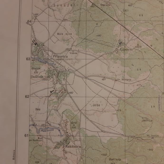 Zemljevid - Topografska karta 1:25000 Kočevje leto 1993