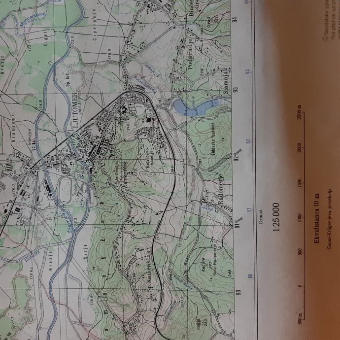 Zemljevid - Topografska karta 1:25000 Ljutomer leto 1986