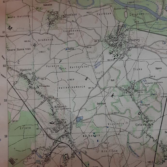 Zemljevid - Topografska karta 1:25000 Ljutomer leto 1986