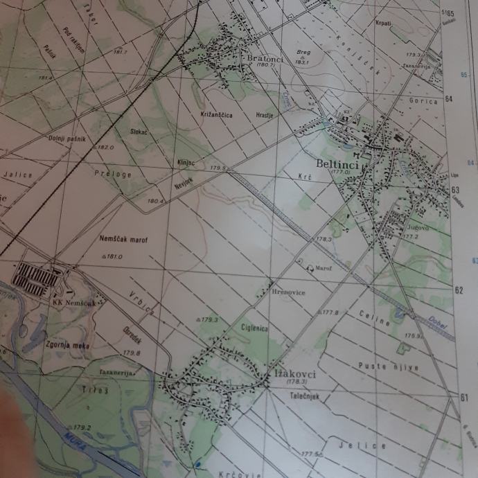 Zemljevid - Topografska karta 1:25000 Ljutomer leto 1986