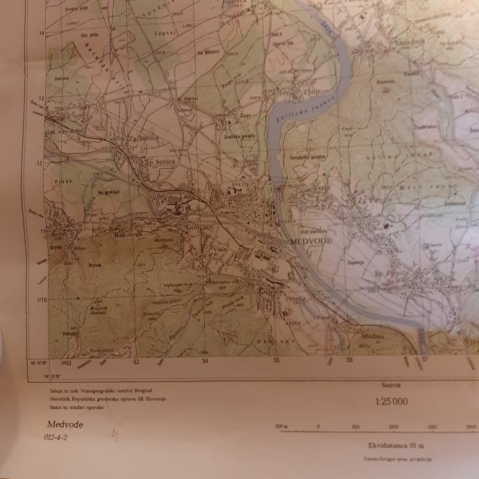 Zemljevid - Topografska karta 1:25000 Medvode leto 1985