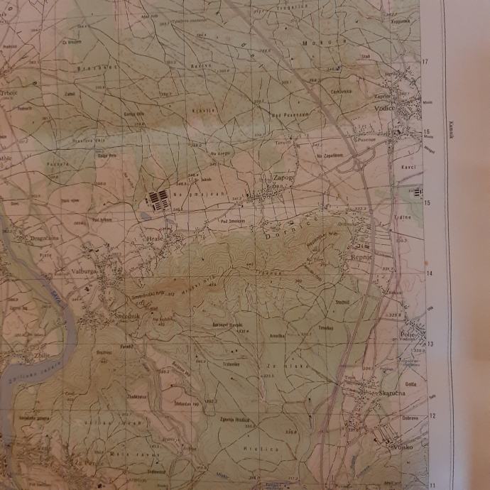 Zemljevid - Topografska karta 1:25000 Medvode leto 1985
