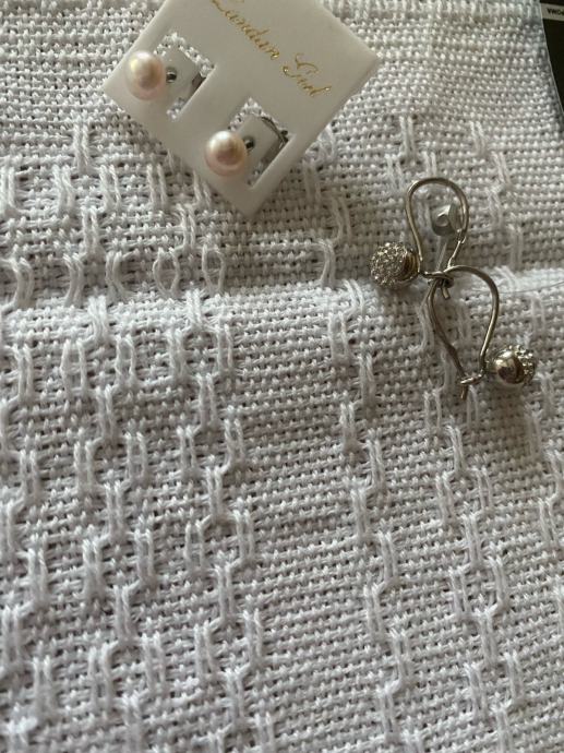 Uhani, nove. Srebro in biser